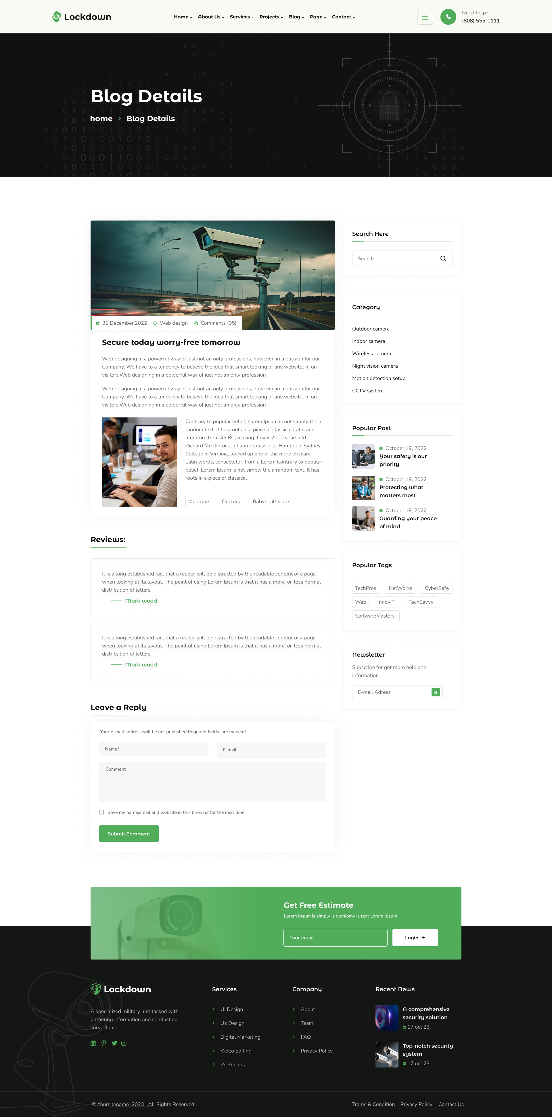 Lockdown - Private Security & CCTV Service Figma Template by Mugli